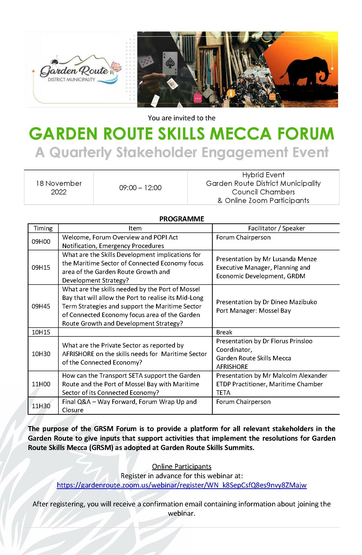 Join our Garden Route Skills Mecca Quarterly Stakeholder Engagement on ...